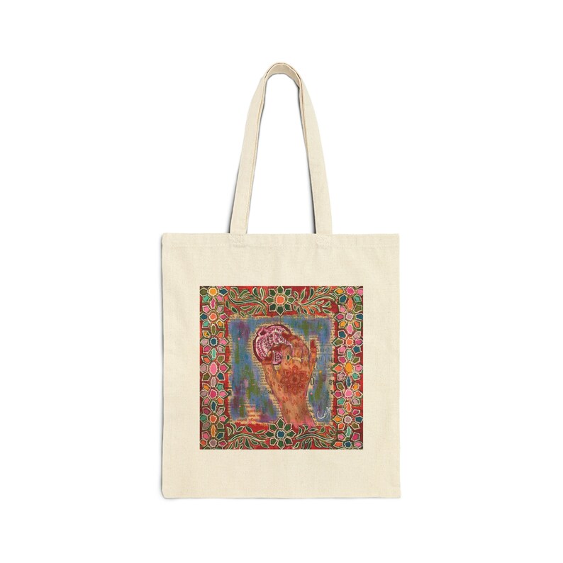 Dadam Mehndi Cotton Canvas Tote Bag Indian Art Pakistani Art Gujarati ...