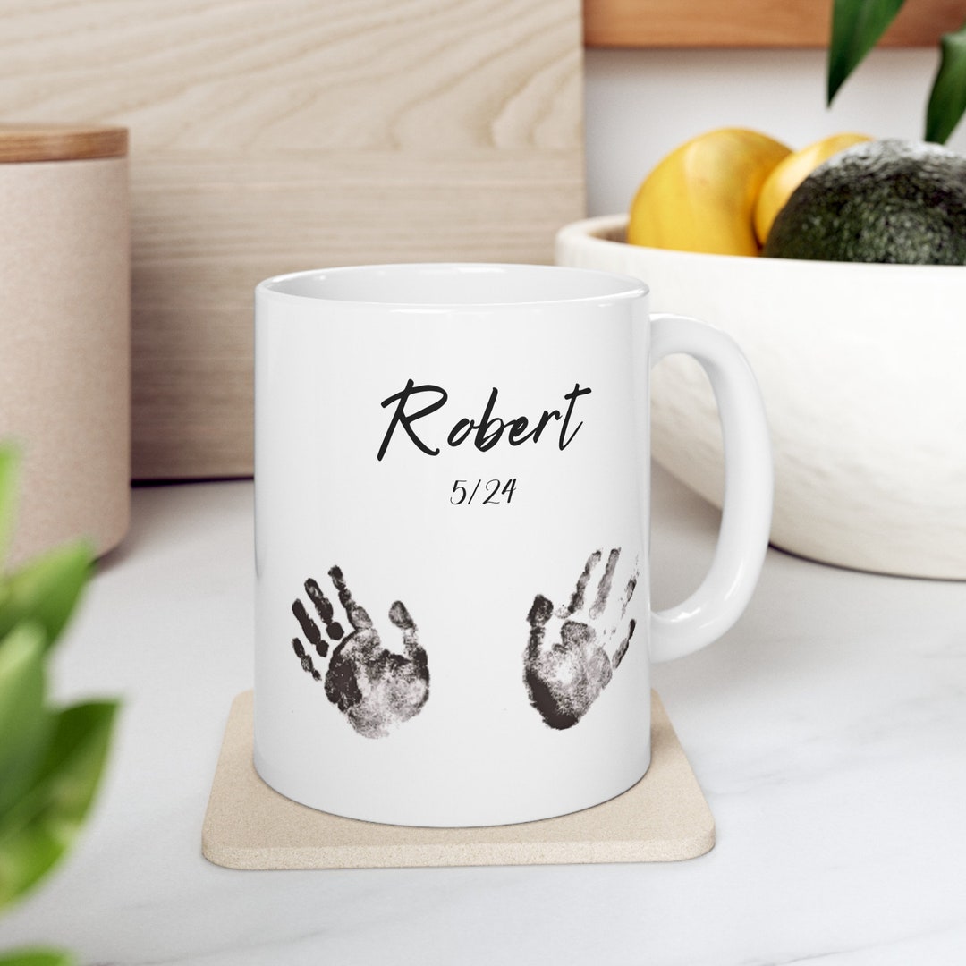 Personalized Baby Handprint Mug, Custom Baby Mug, Custom Baby Footprint ...