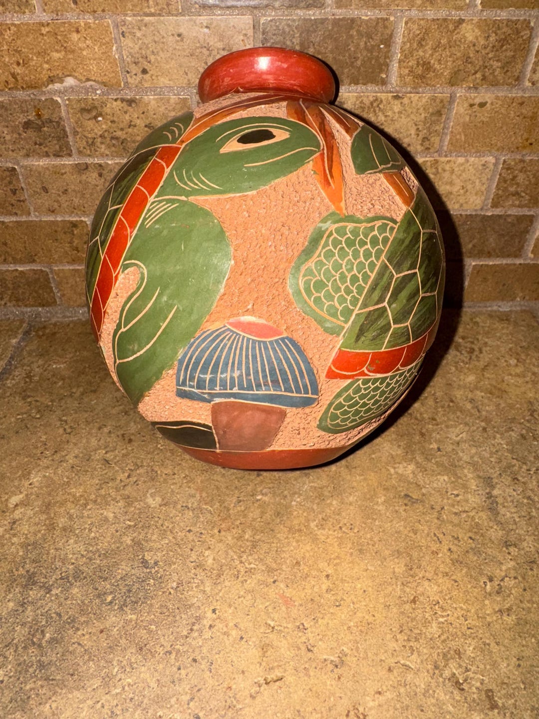 Art Pottery Vase With Turtles and Mushrooms - Etsy