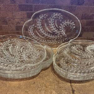 A Set of 4 Glass Snack Trays With Wheat Pattern - Etsy