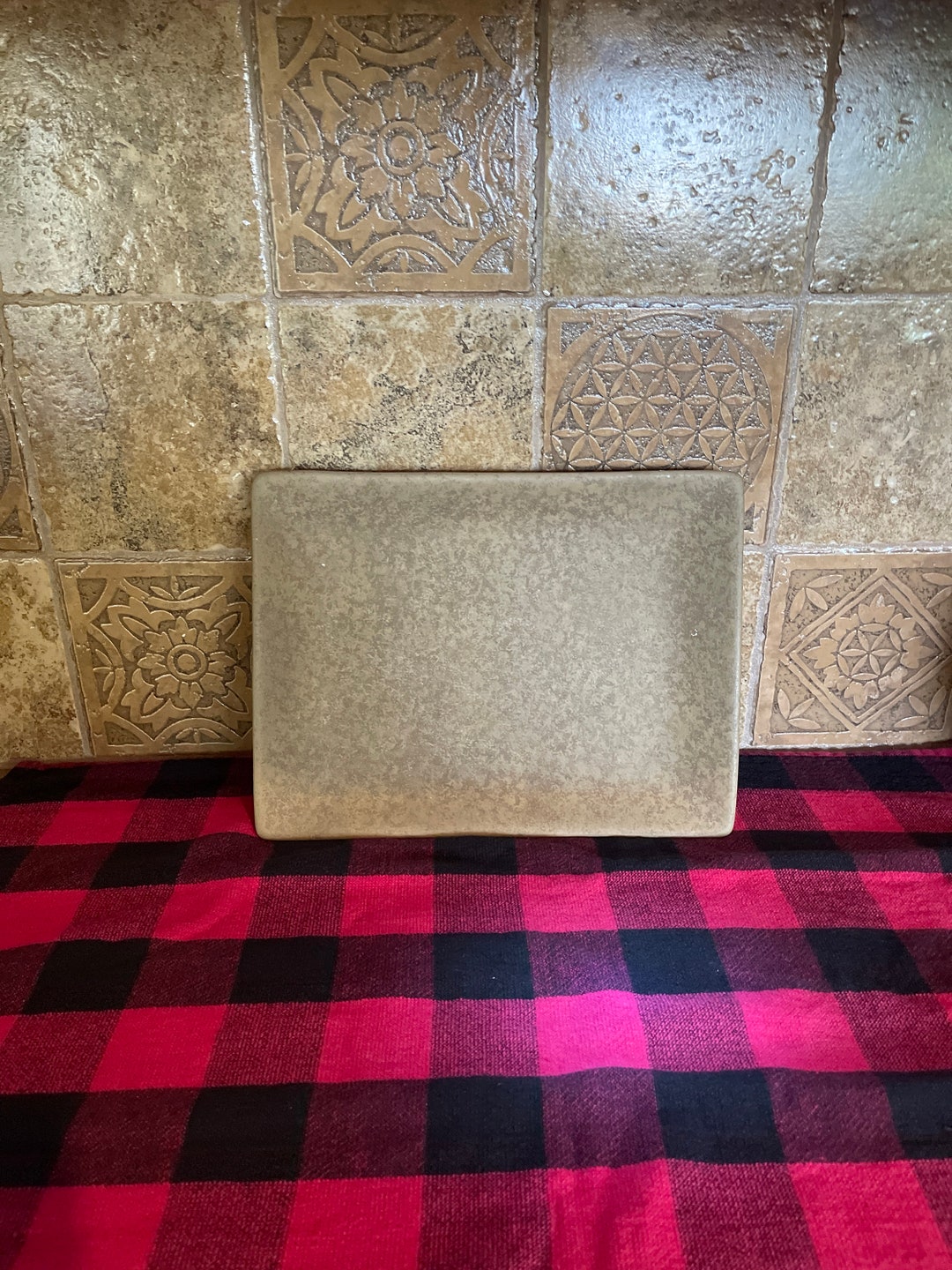 Ceramic Rectangular Platter With Earth Tones. - Etsy