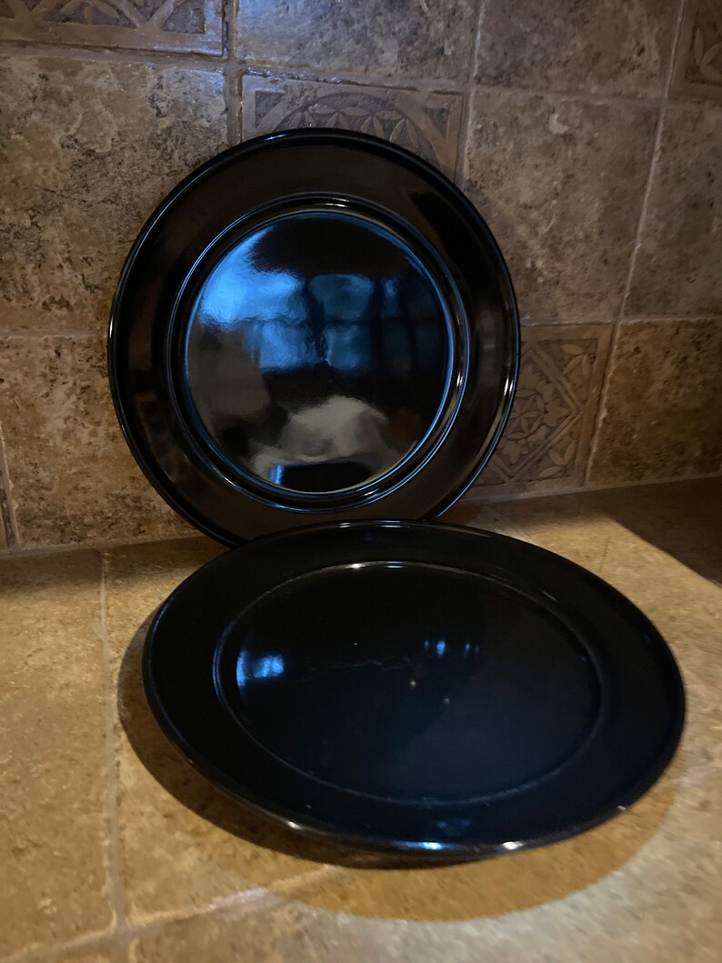 Mainstays Amelia Collection Black Dinner Plates With Ridges on Edge - Etsy