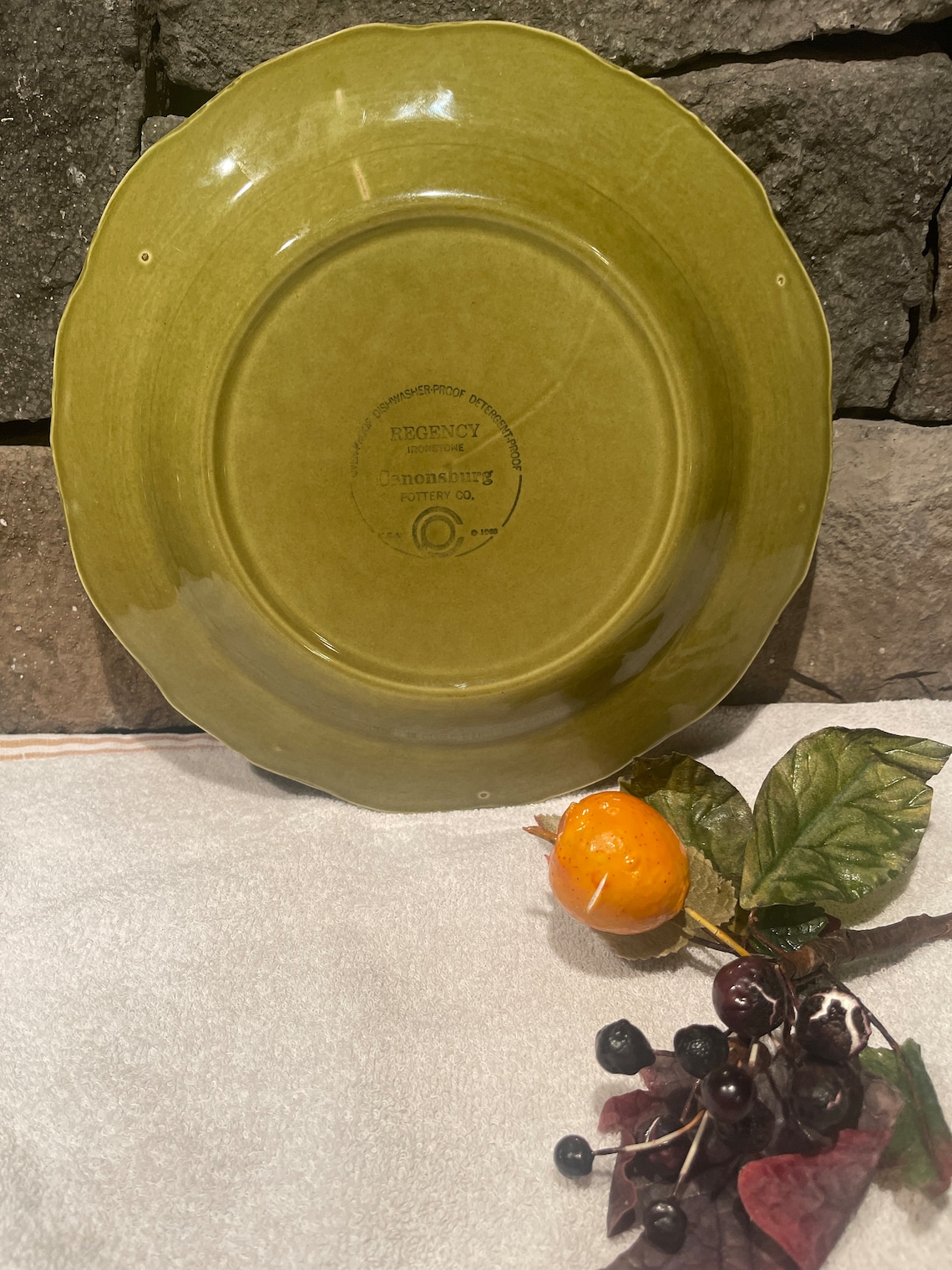 Regency Ironstone Cannonsburg Pottery Co Olive Green Plate - Etsy