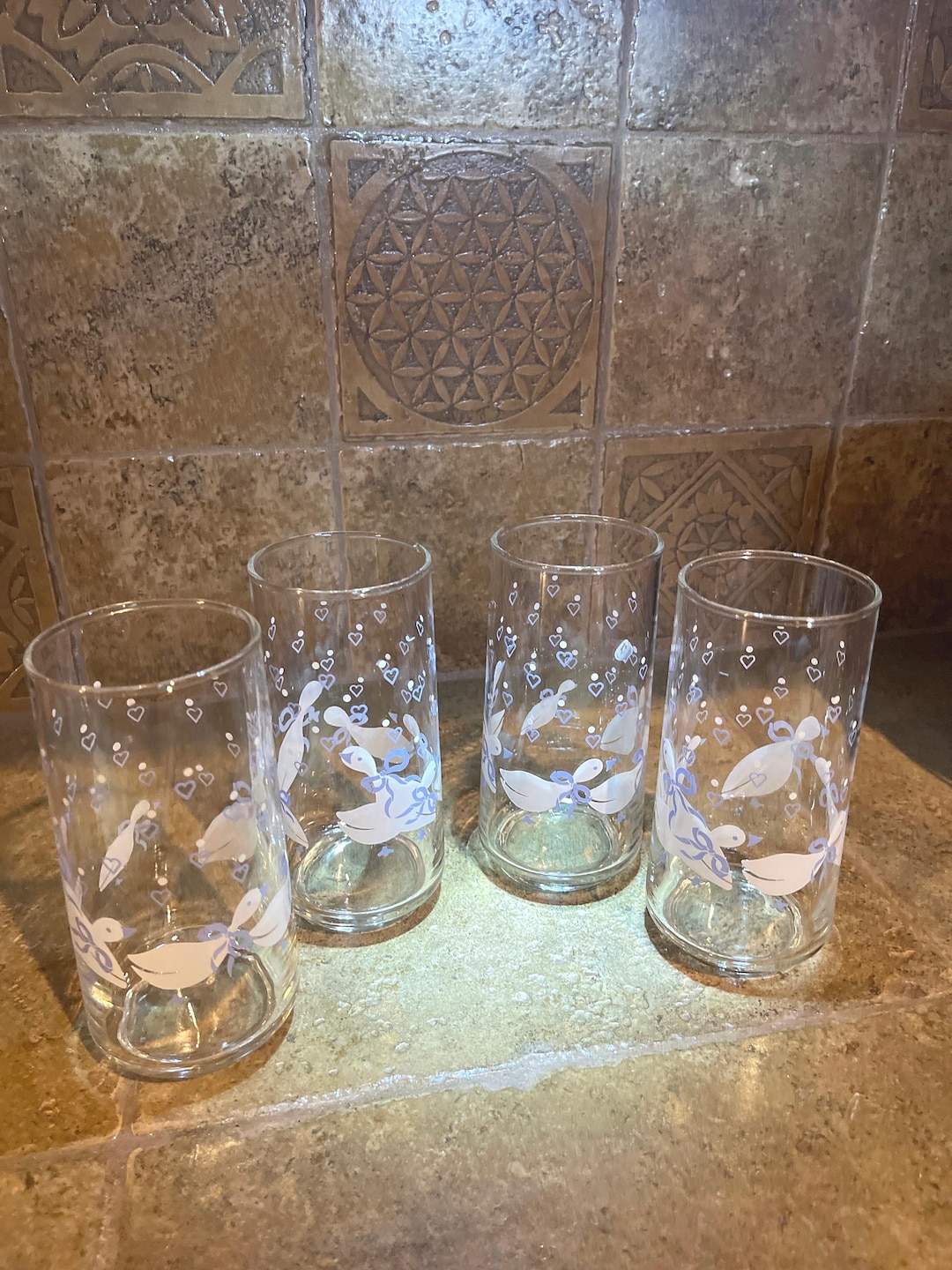 Crisa Cleary Glassware With Goose Geese A Set of 3 - Etsy