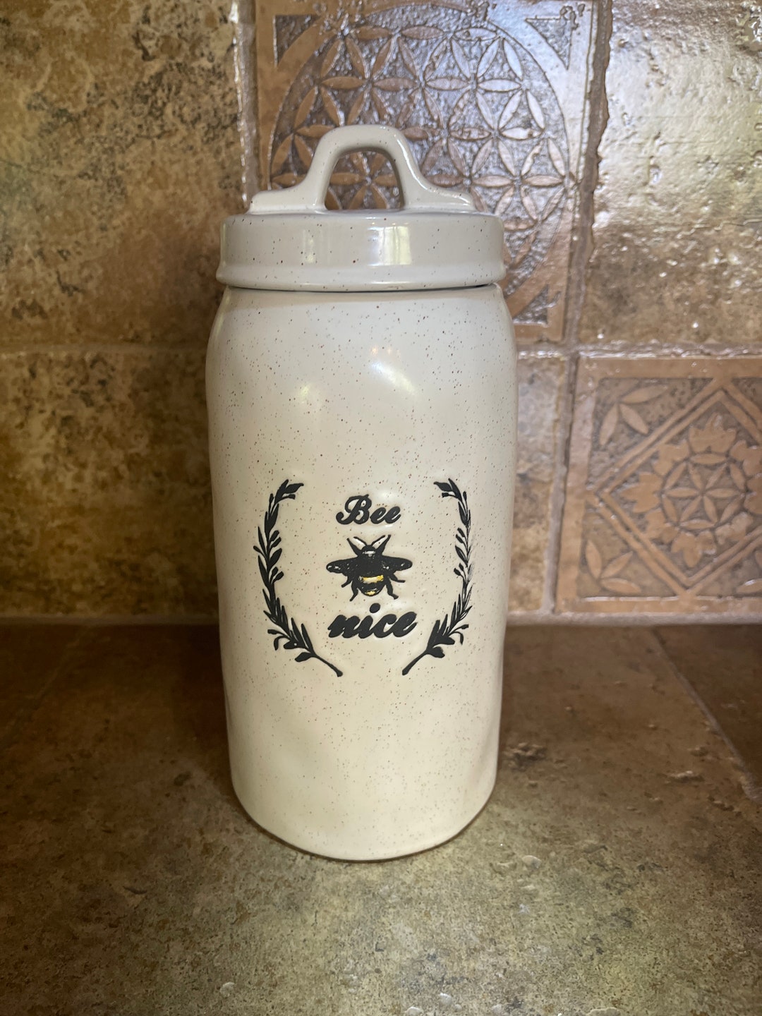 Honey Bee Canister With Speckles - Etsy
