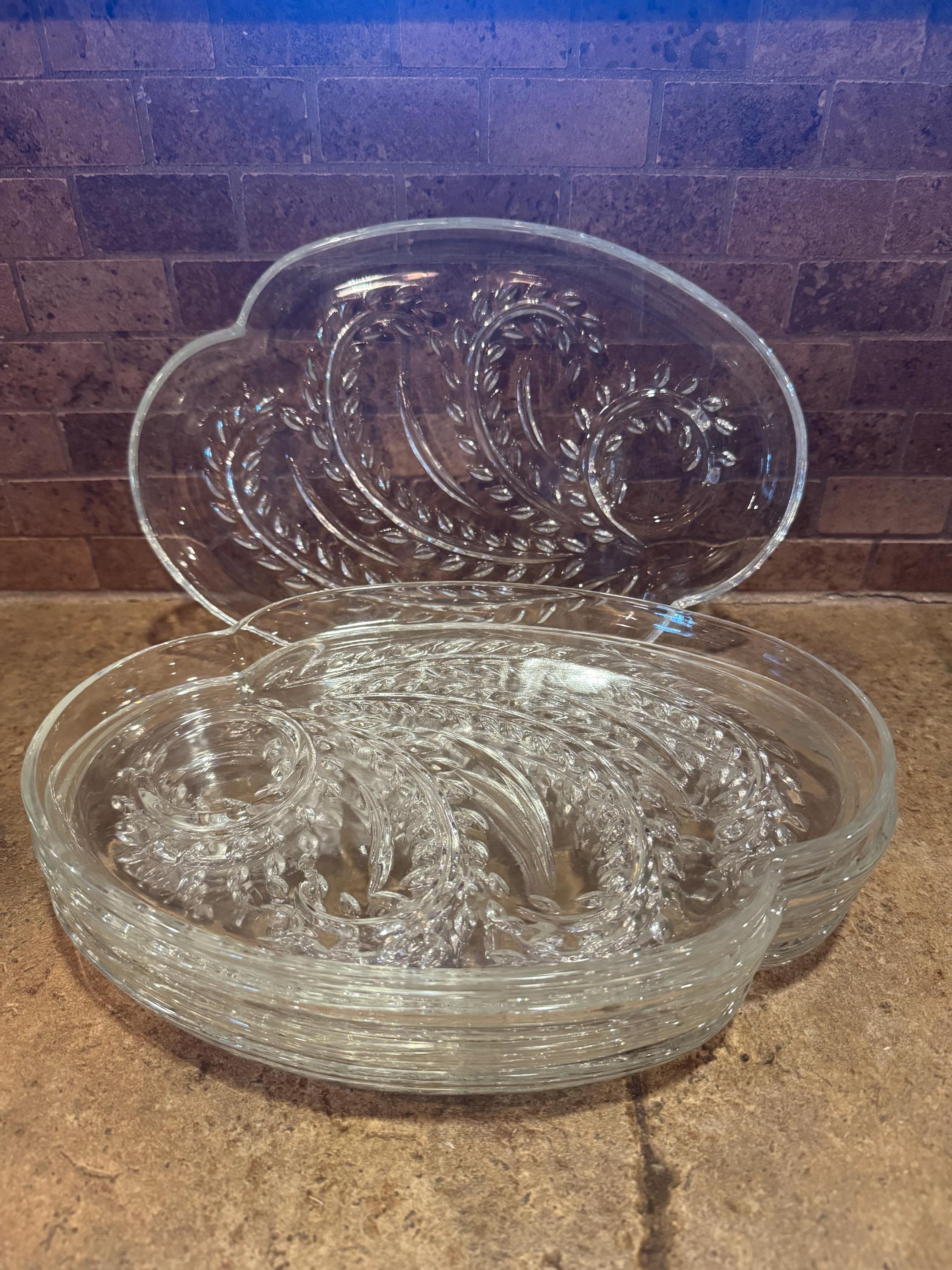 A Set of 4 Glass Snack Trays With Wheat Pattern - Etsy