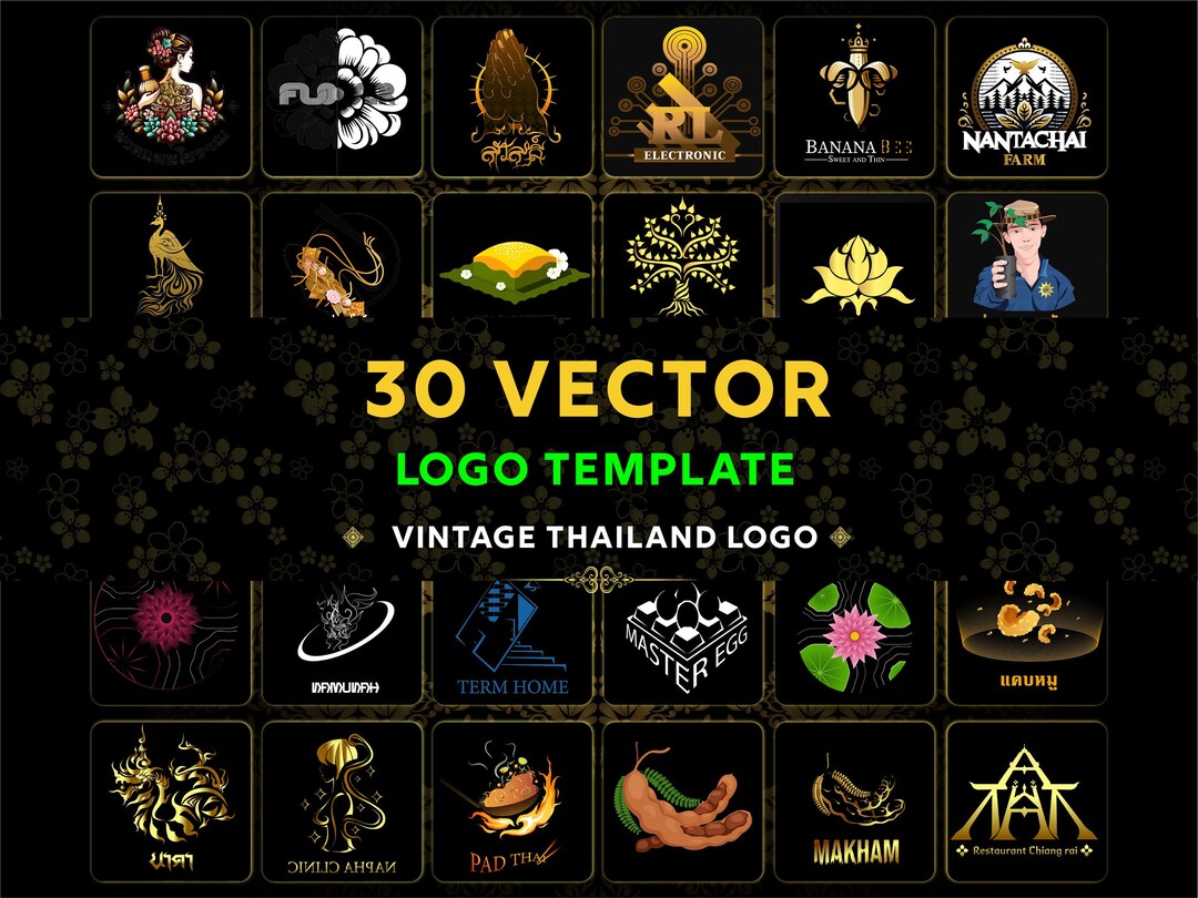 30 Vintage Thailand Logo Templates Thai Culture & Heritage Vector ...