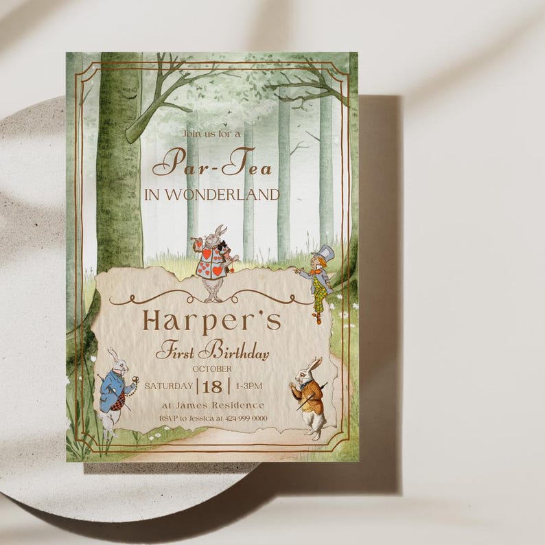 Alice in Wonderland Birthday Invitation: Tea Party Template - Etsy