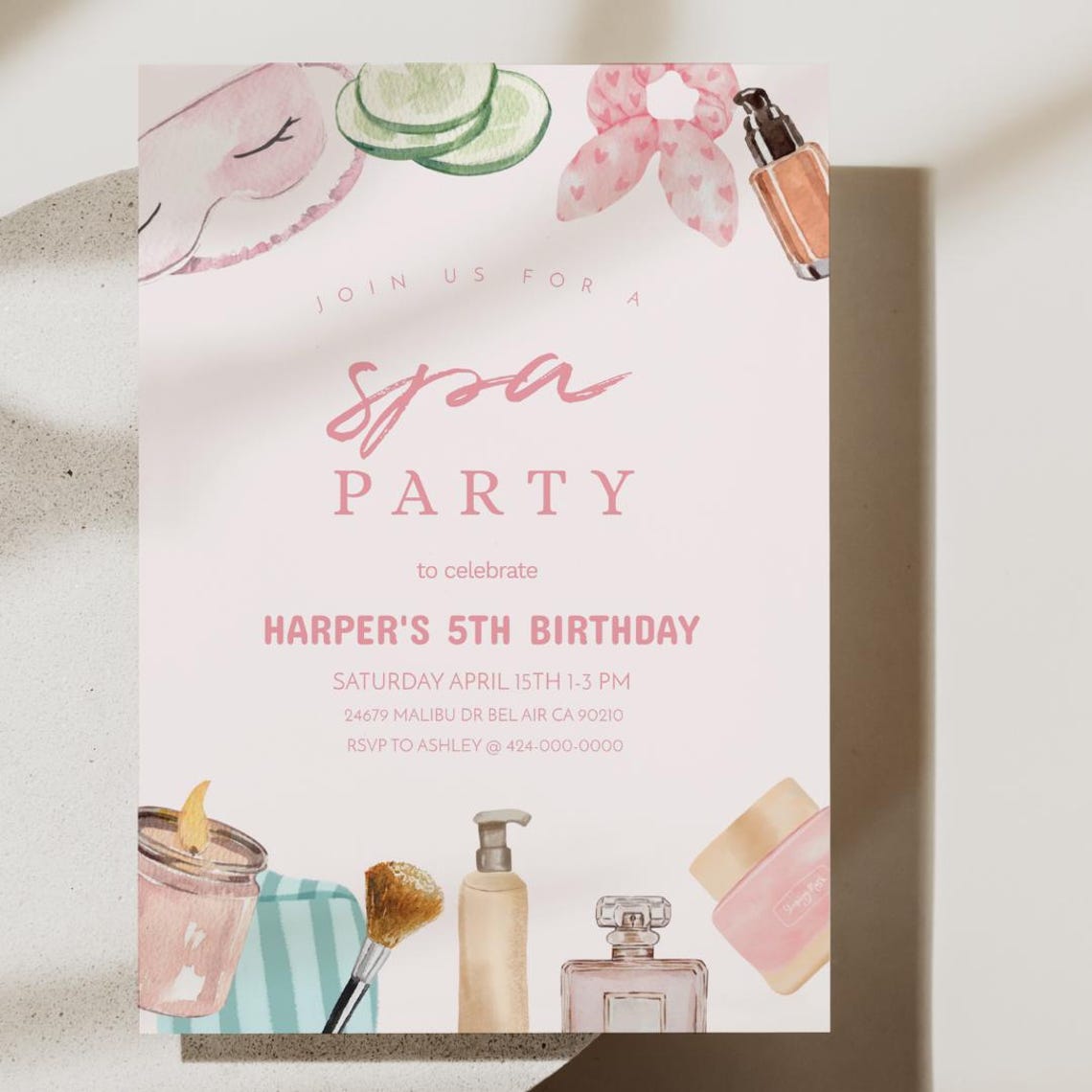 Editable Spa Party Birthday Invitation for Girls - Spa Party Invitation ...