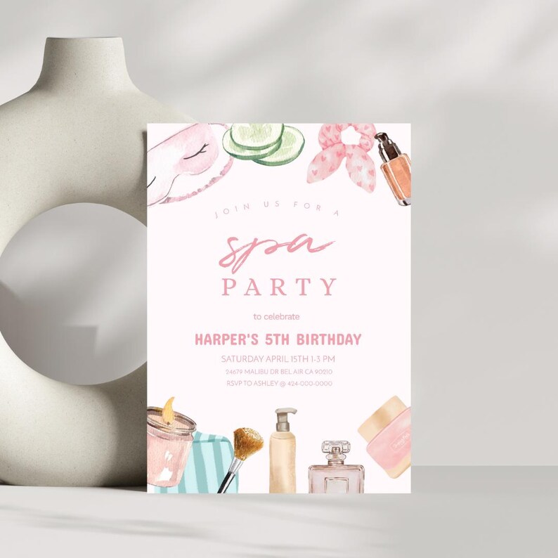 Editable Spa Party Birthday Invitation for Girls - Spa Party Invitation ...
