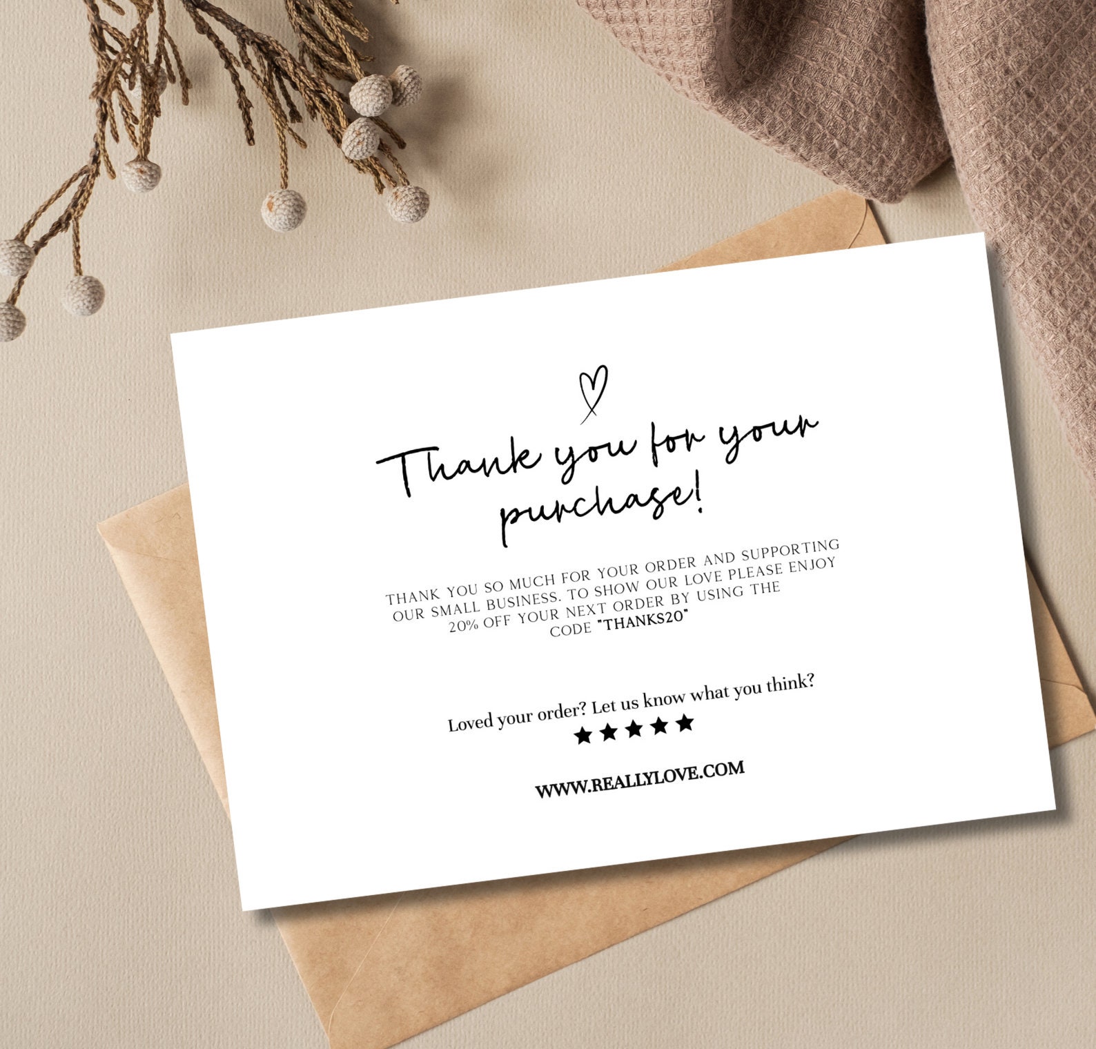 Small Business Thank You Card Template - Editable Customer Appreciation ...
