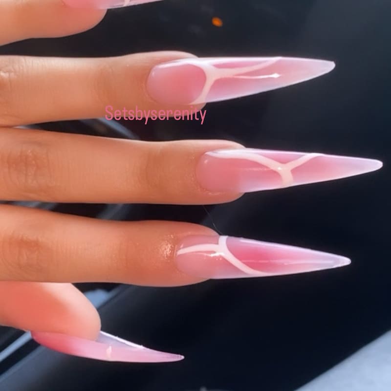 Pink Aura Nails Long - Etsy