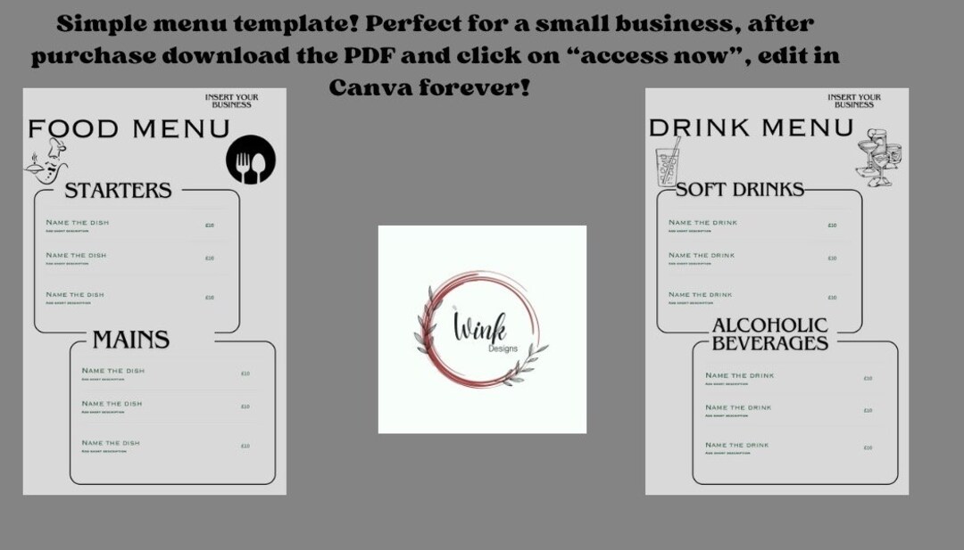 Simple Aesthetic Menu Template - Etsy UK