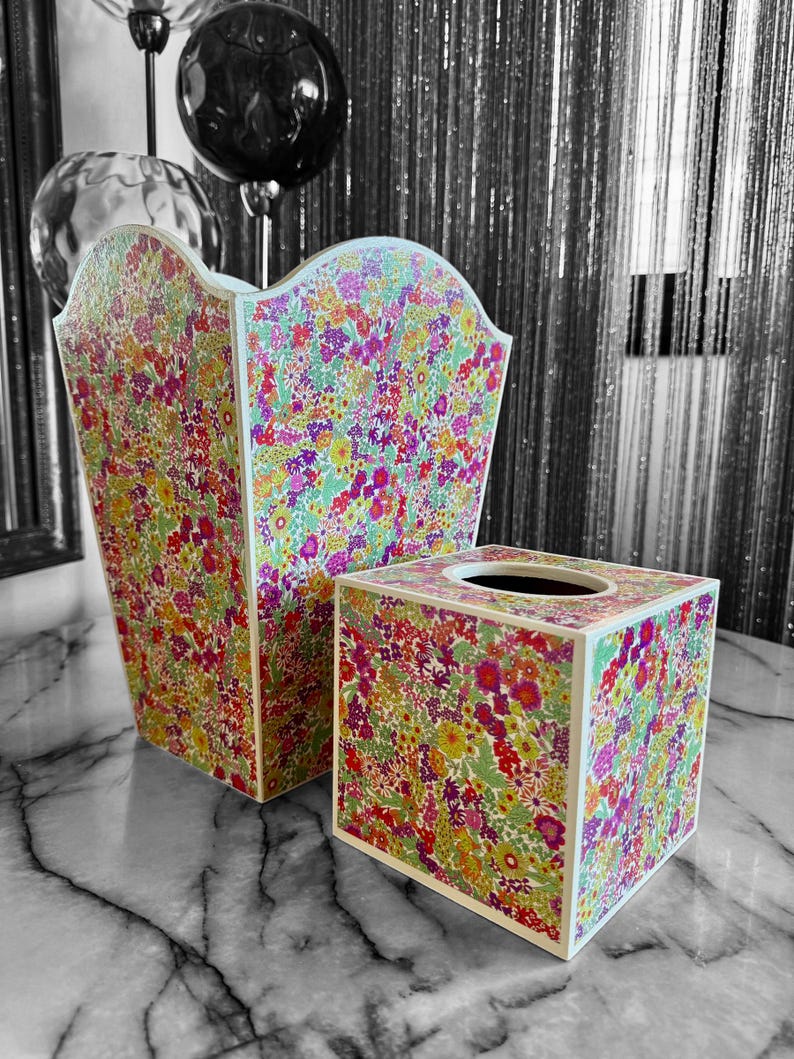Liberty London Tana Lawn Waste Bin and Tissue Box Set - Etsy