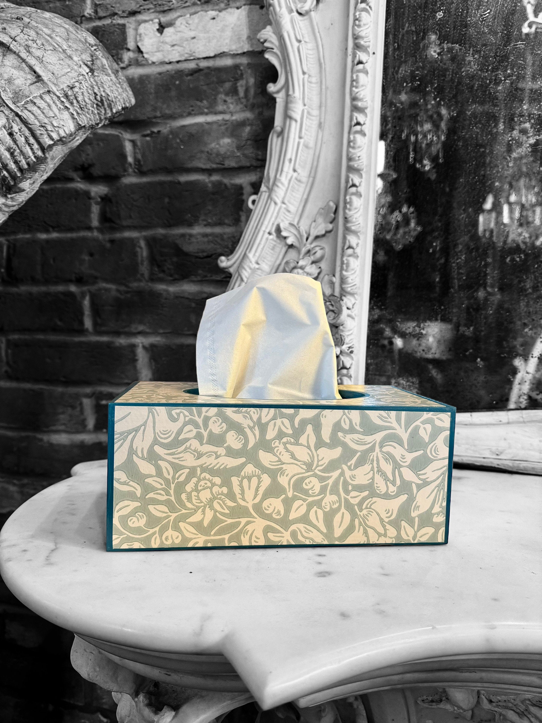 Chelsea Long Tissue Box Cover Decoupage in William Morris Mallow Print ...