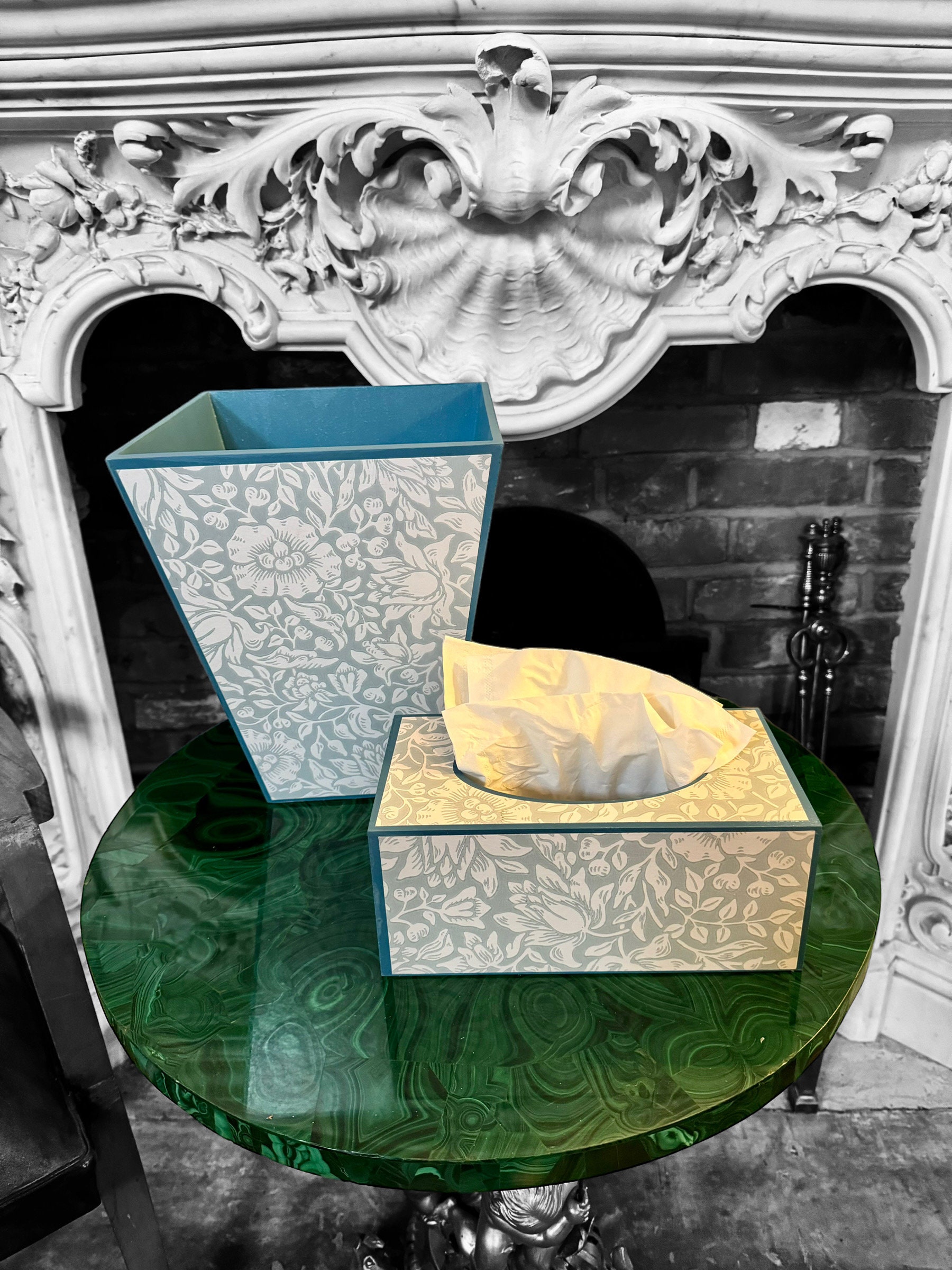 Chelsea Waste Paper Bin & Long Tissue Box Cover William Morris Mallow ...
