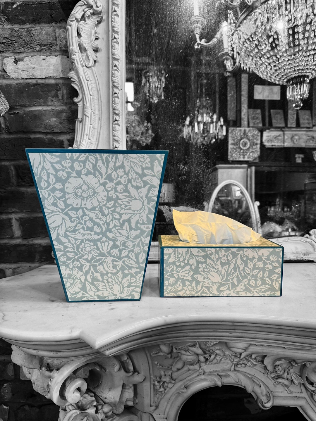 Chelsea Waste Paper Bin & Long Tissue Box Cover - William Morris Mallow ...