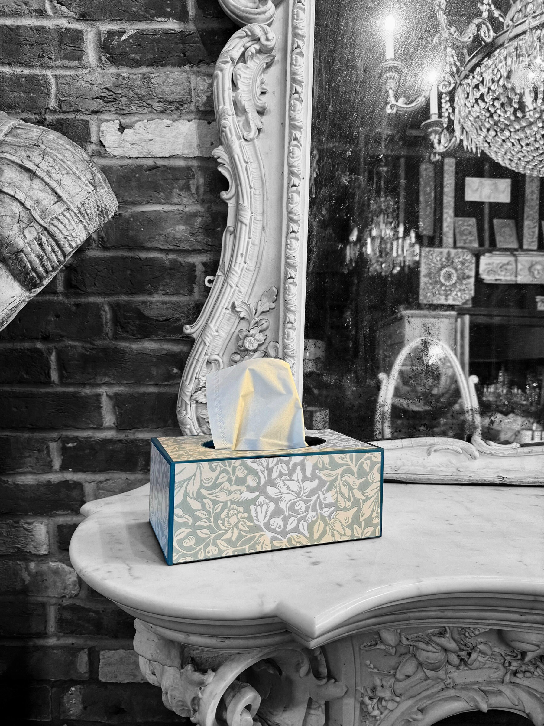 Chelsea Long Tissue Box Cover Decoupage in William Morris Mallow Print ...