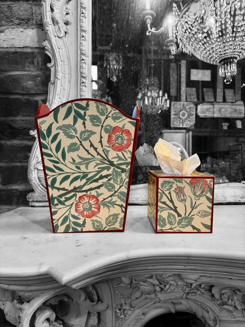 William Morris Waste Paper Bin and Square Tissue Box Cover Matching Set ...