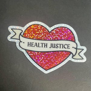 Health Justice Heart Glitter Sticker, Waterproof Vinyl - Etsy