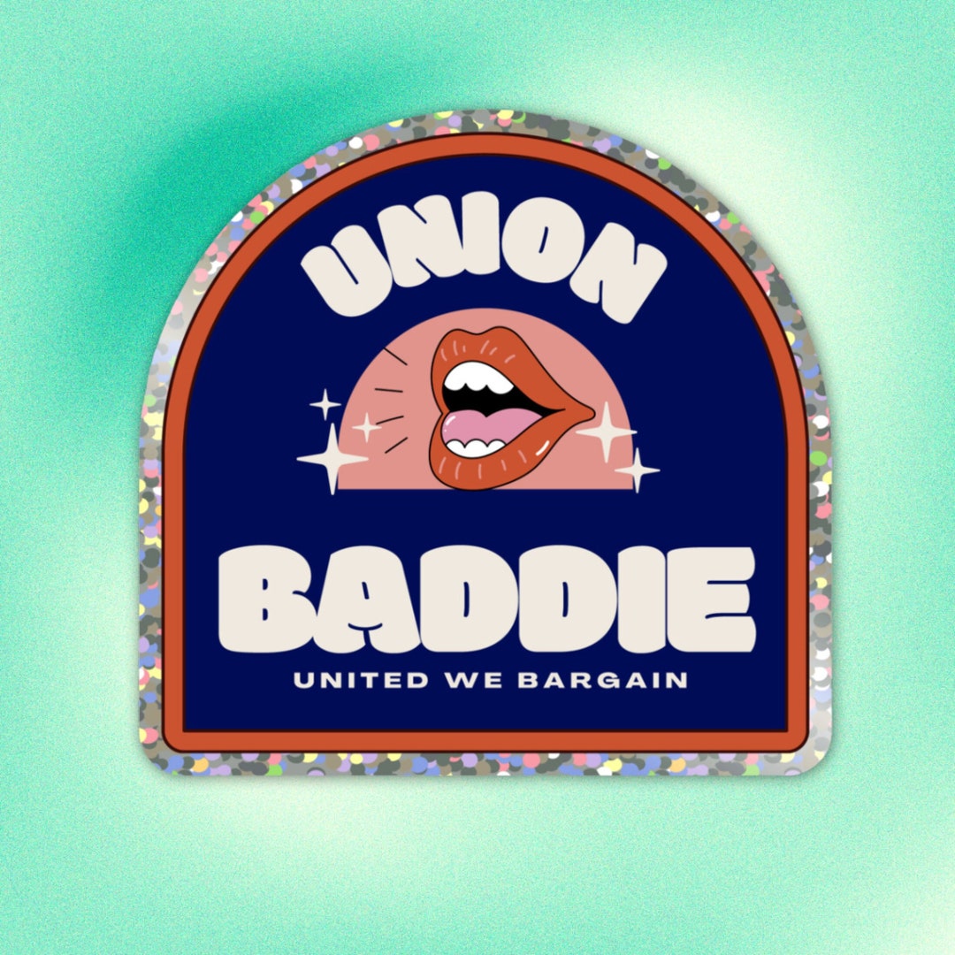 Union Baddie United We Bargain Glitter Sticker, Union Sticker, Pro ...