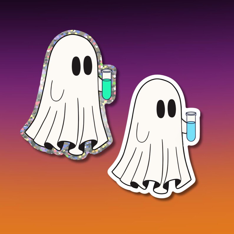 Ghost Scientist Vinyl Sticker, STEM Spooky Sticker, Spooky Science ...