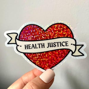Health Justice Heart Glitter Sticker, Waterproof Vinyl - Etsy
