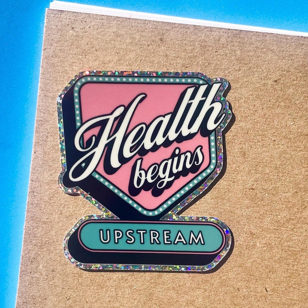 Health Begins Upstream Glitter Sticker: Retro Motel Design - Etsy
