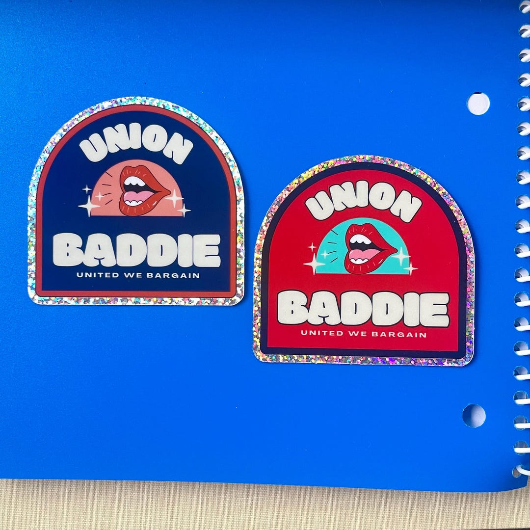 Union Baddie United We Bargain Glitter Sticker, Union Sticker, Pro ...