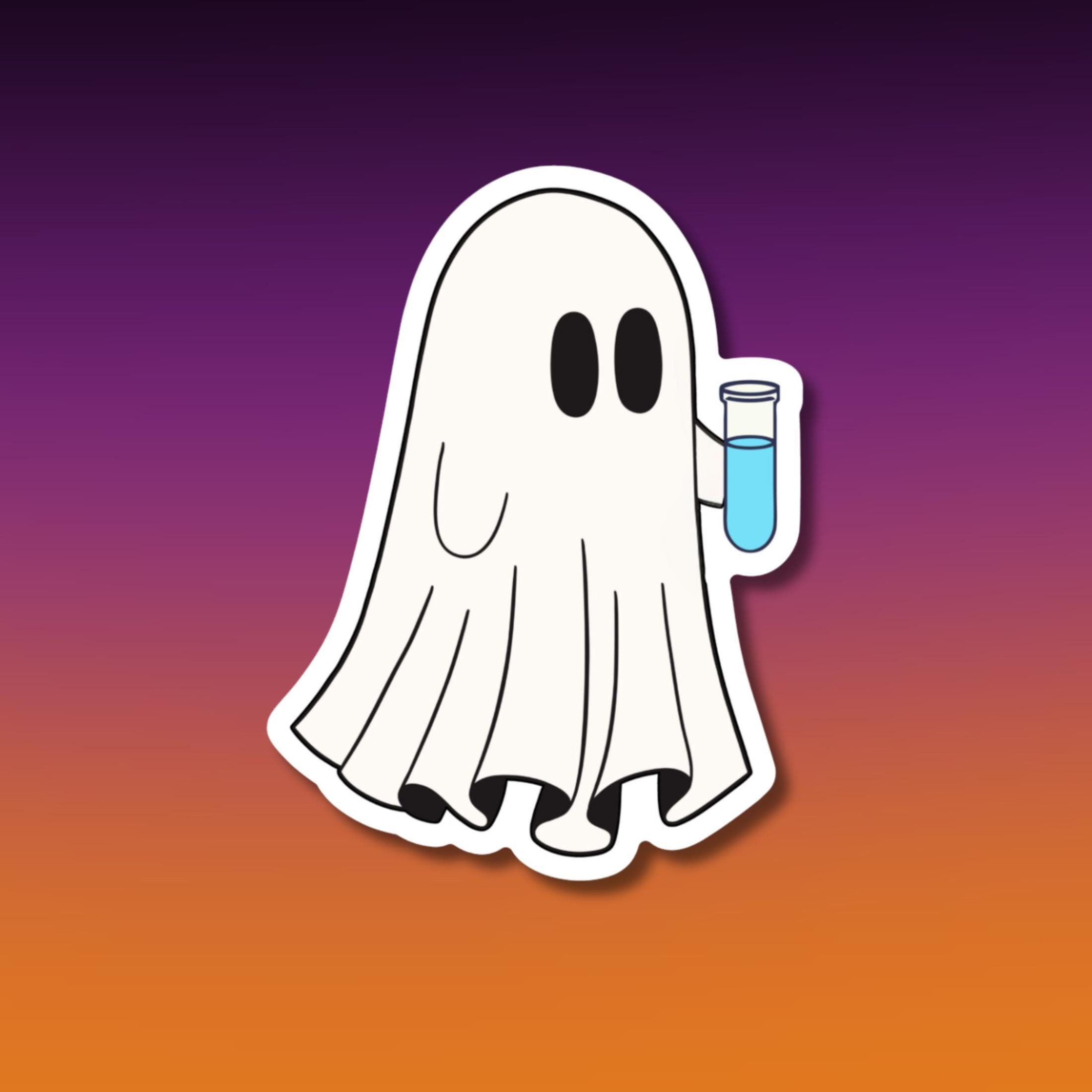 Ghost Scientist Vinyl Sticker, STEM Spooky Sticker, Spooky Science ...