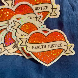 Health Justice Heart Glitter Sticker, Waterproof Vinyl - Etsy