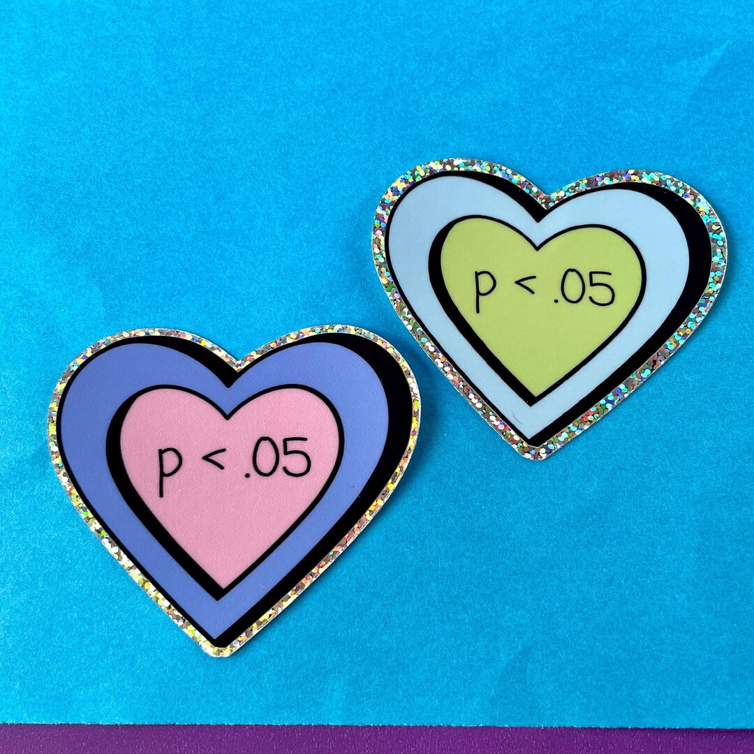 P.05 Heart P-value Glitter Sticker, Psychology Sticker, P Value ...