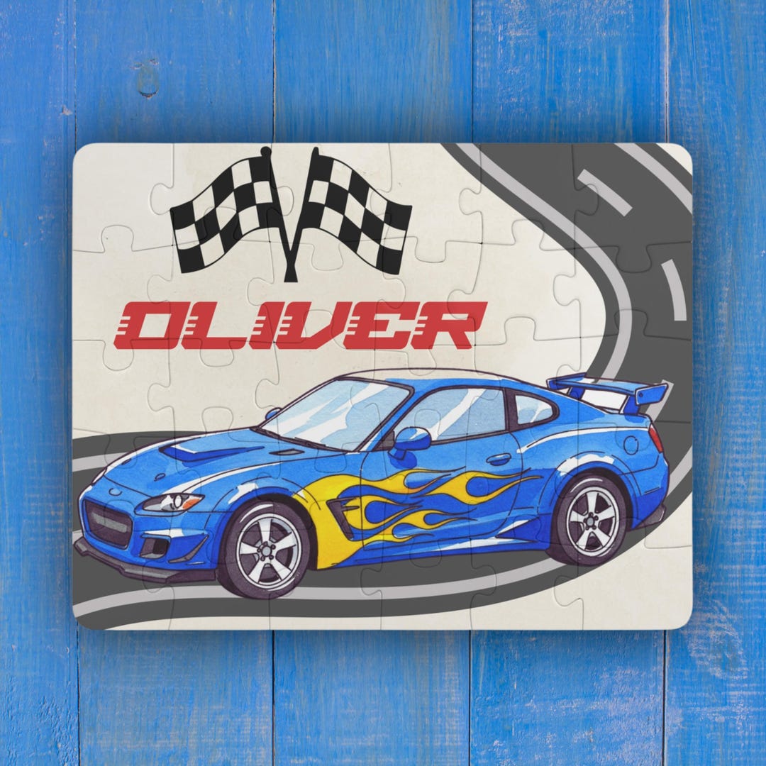 Personalized Kids Name Puzzle, Race Car Toy, Educational Jigsaw, Custom ...