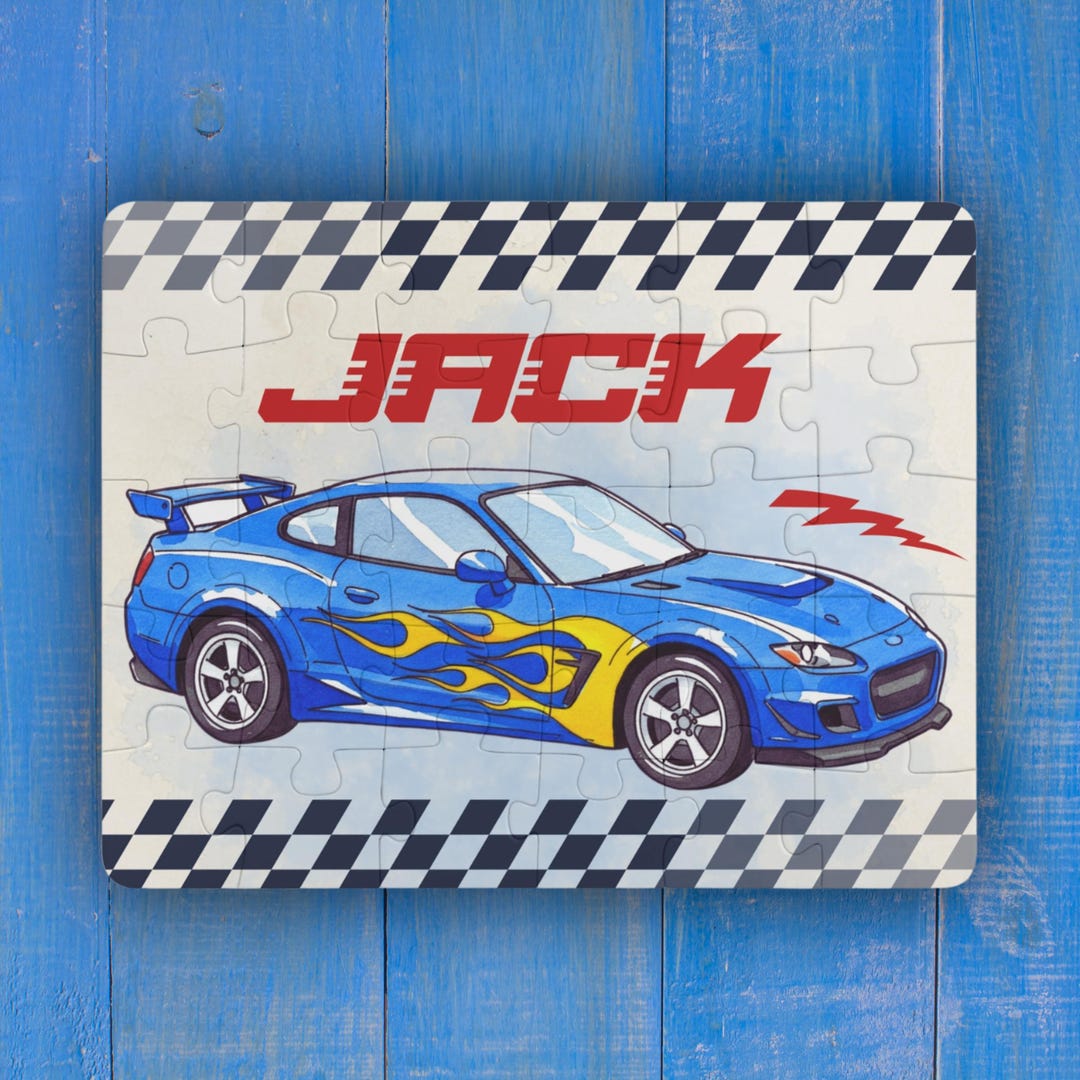 Personalized Kids Name Puzzle, Race Car Toy, Educational Jigsaw, Custom ...