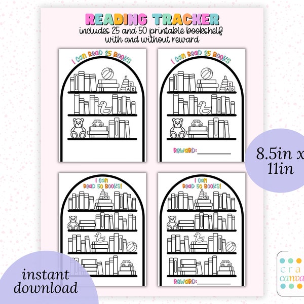 100 Books Challenge - Printable Reading Log - Book Tracker - Coloring ...