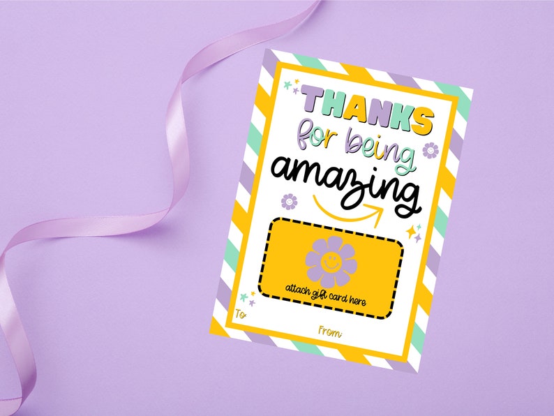 Thanks for Being Amazing Teacher Gift Card Holder Printable Staff ...