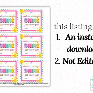 Shine Student Welcome Gift Tag, Sunshine Back to School, Open House ...