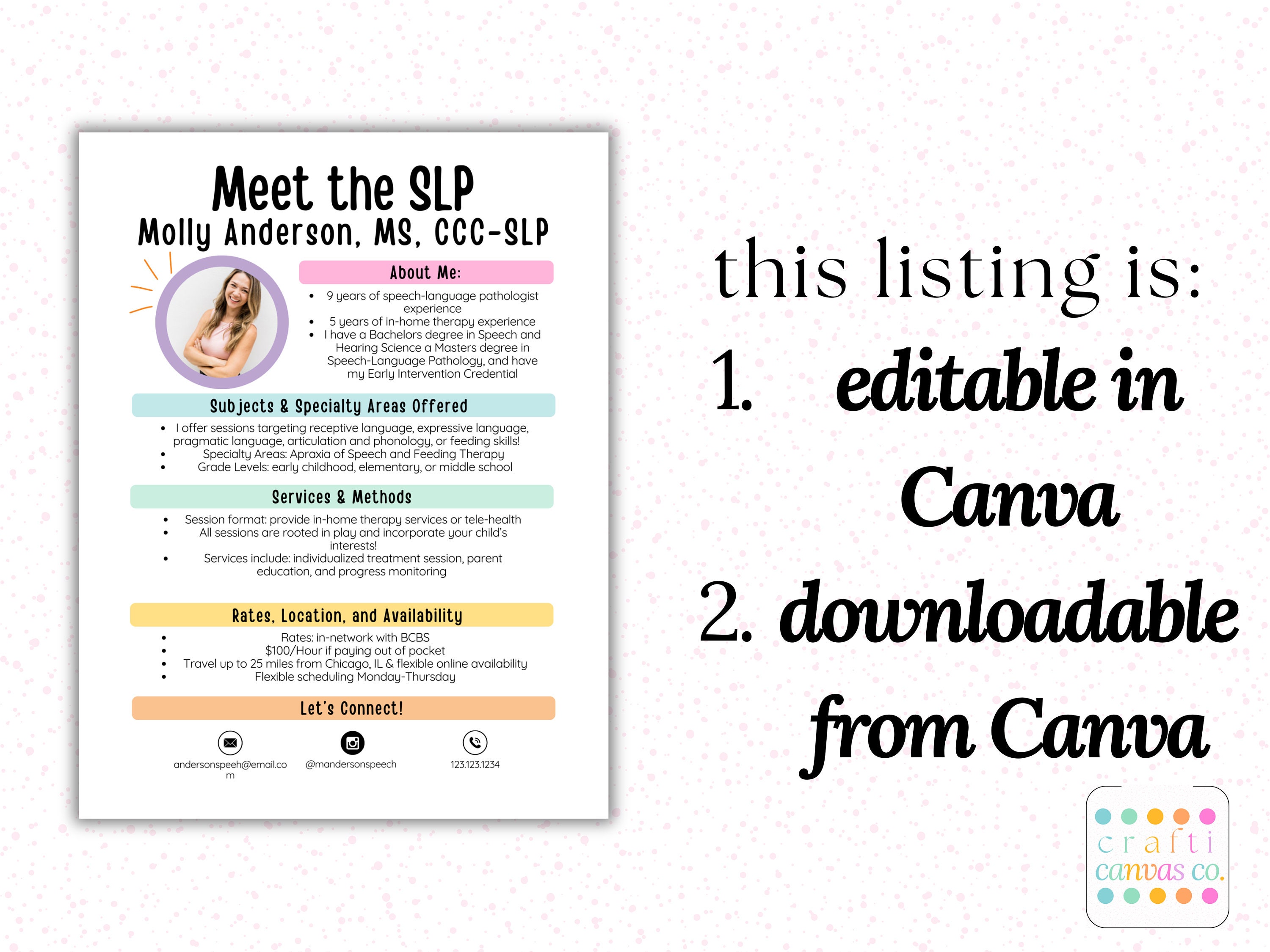 Meet the SLP Template, Editable Speech Pathologist Introduction, Back ...