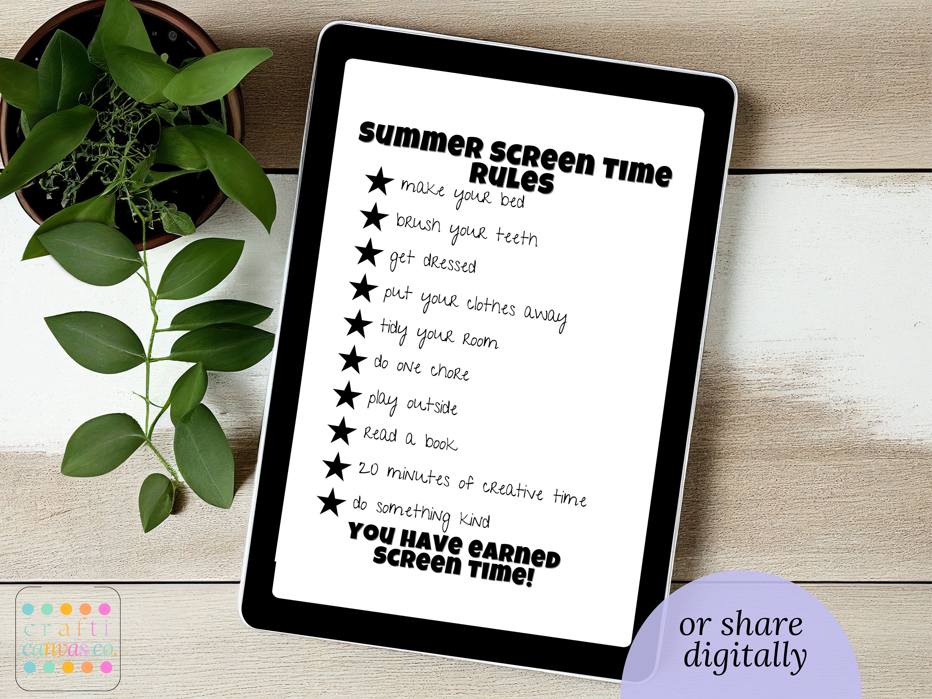 Kid Screen Time Rules, Summer Electronic Checklist Instant Download ...