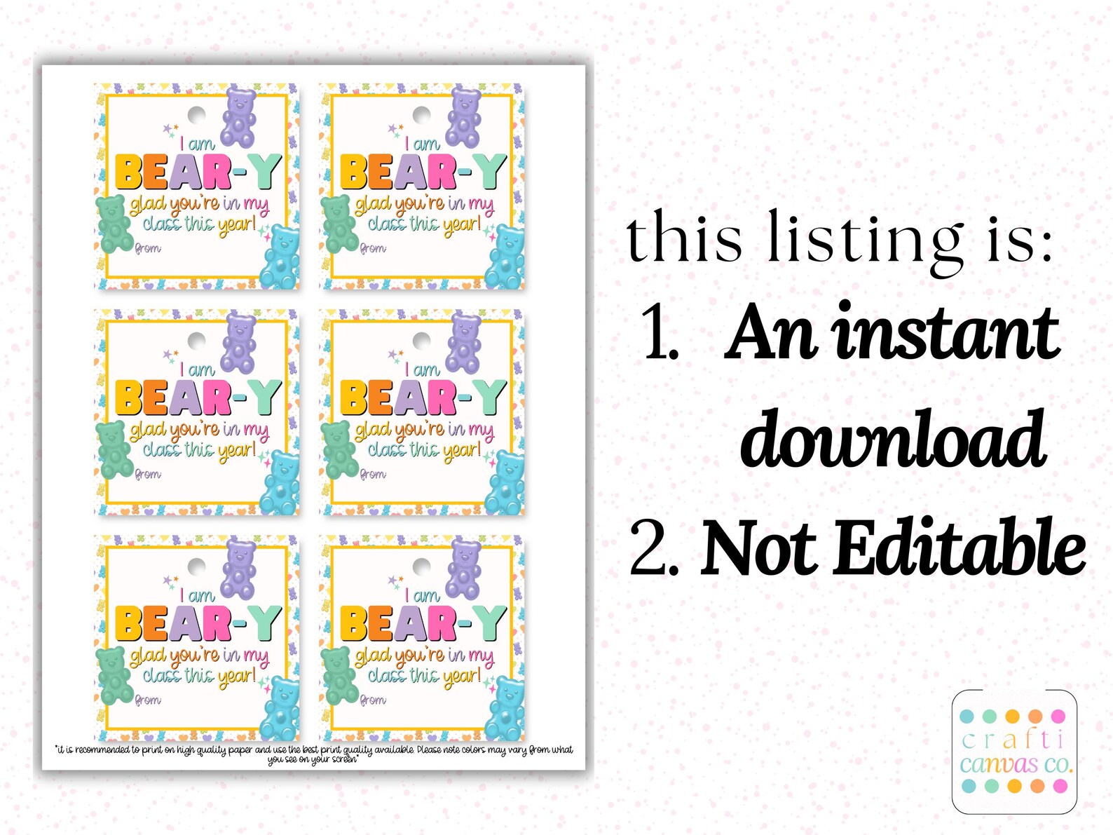 Gummy Bear Student Welcome Gift Tag, Back to School, Open House Favor ...