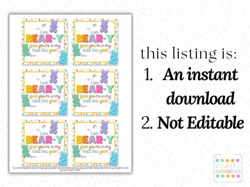 Gummy Bear Student Welcome Gift Tag, Back to School, Open House Favor ...