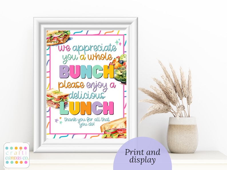 Lunch Appreciation 8x10 Printable Sign, Teacher Employee Appreciation ...