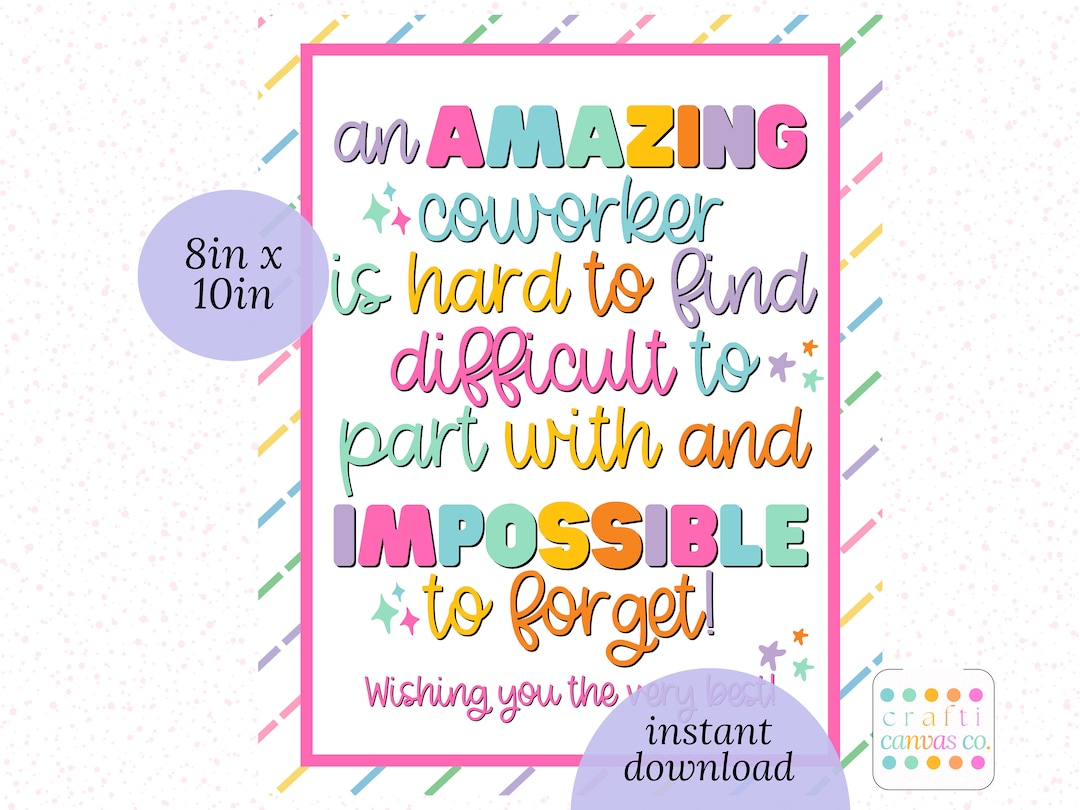 Amazing Coworker 8x10 Printable Sign, Coworker Print, Retirement Gift ...