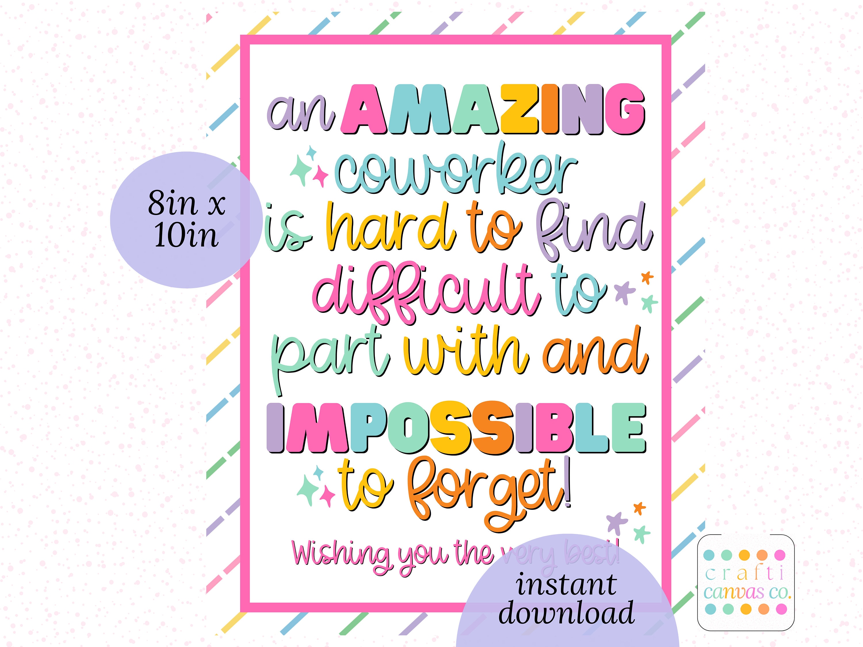 Amazing Coworker 8x10 Printable Sign, Coworker Print, Retirement Gift ...