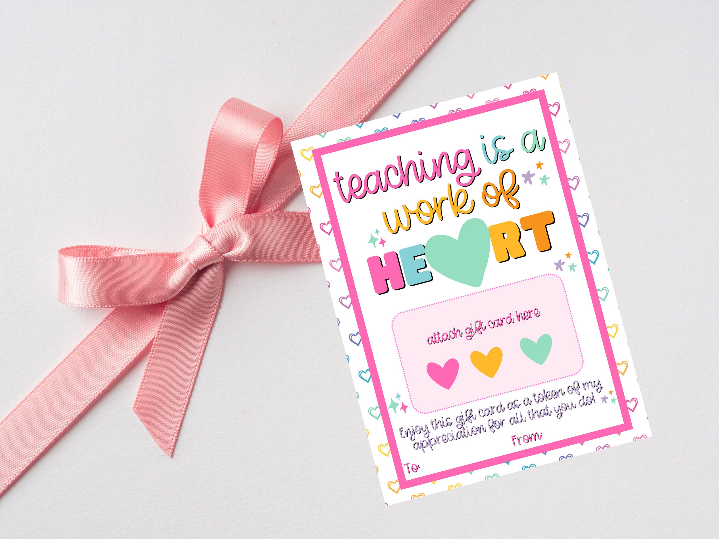 Teacher Appreciation Gift Card Holder, Teaching is a Work of Heart ...