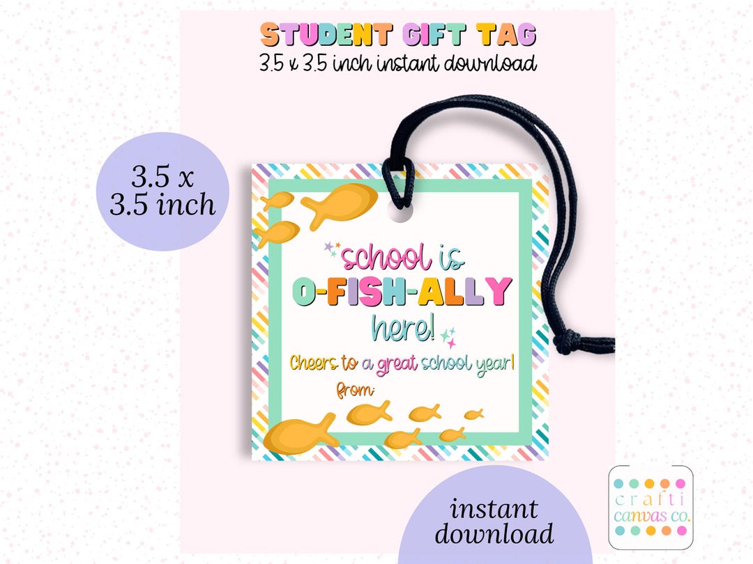 Goldfish Student Welcome Gift Tag, O-fish-ally Back to School, Open ...