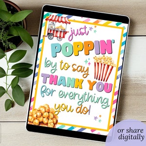 Just Poppin' by to Say Thank You 8x10 Printable Sign, Teacher ...