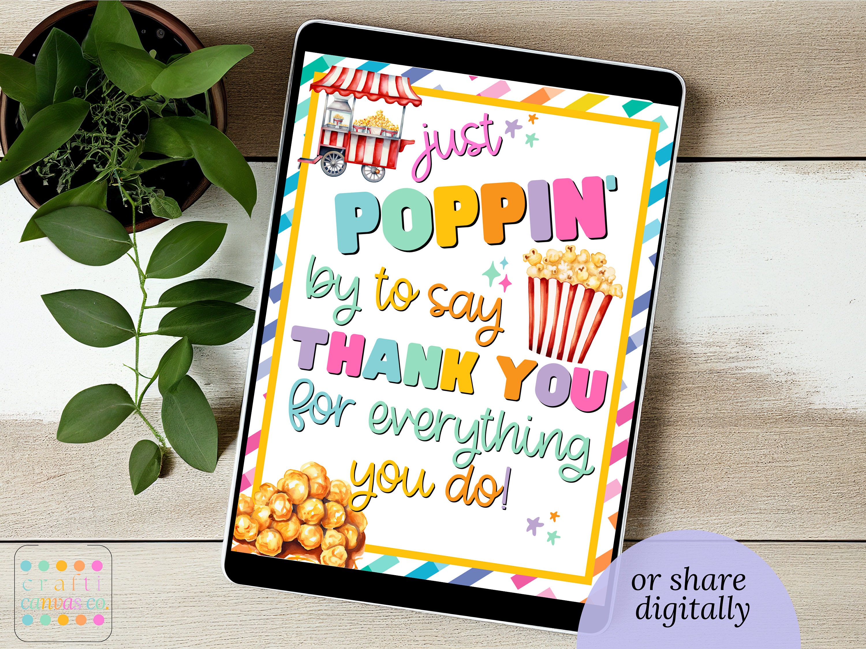 Just Poppin' by to Say Thank You 8x10 Printable Sign, Teacher ...