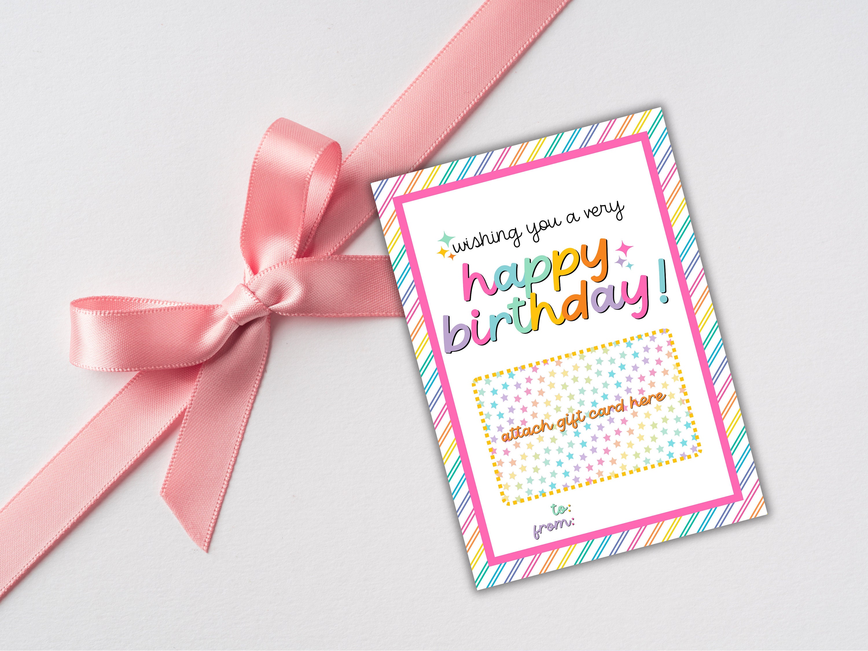 Colorful Birthday Gift Card Holder - Rainbow Theme Printable - Perfect ...