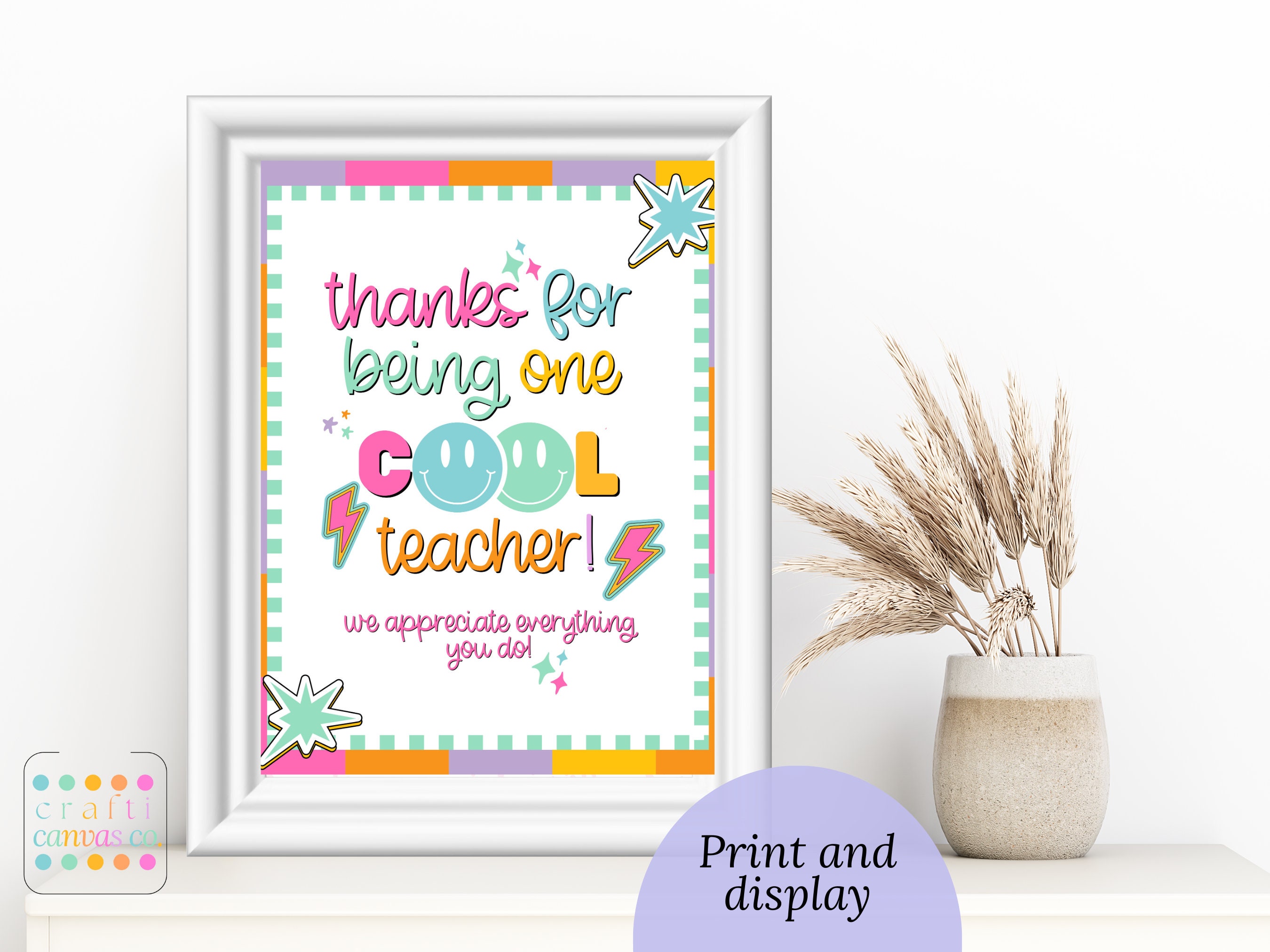 One Cool Teacher Appreciation Week 8x10 Printable Sign, Employee Thank ...